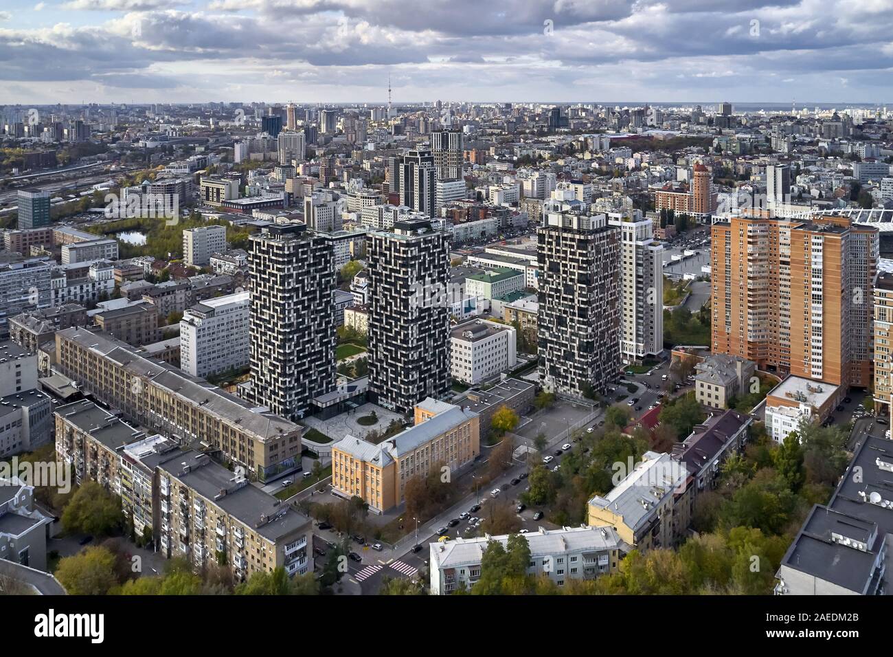 Aerial view at cityscape with modern high-rise houses Stock Photo - Alamy
