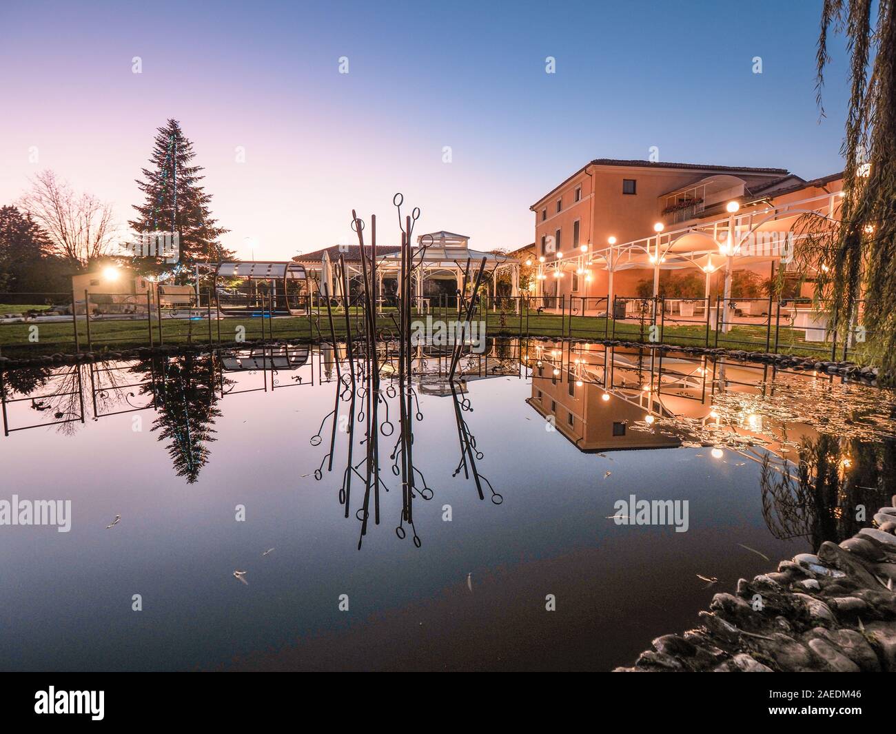 Sunset in Italian Villa Costanza Stock Photo - Alamy