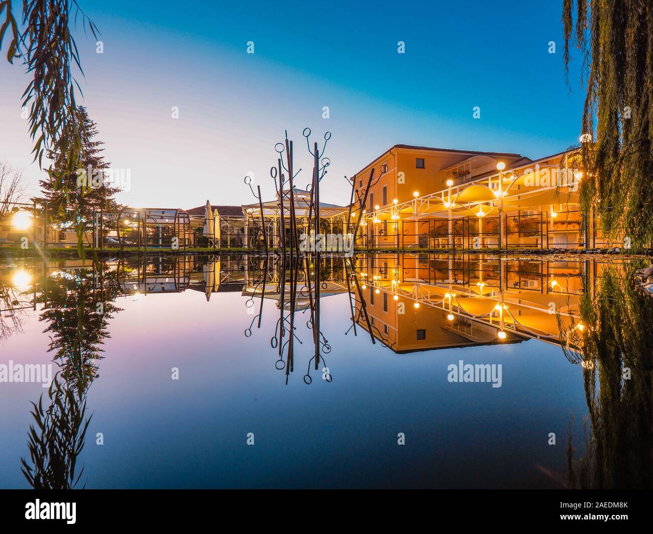 Sunset in Italian Villa Costanza Stock Photo - Alamy