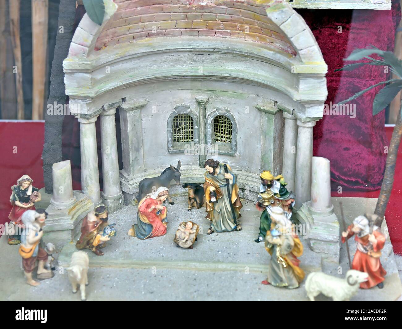 Christmas Nativity Crib with Christ Child and biblical figures, people ...