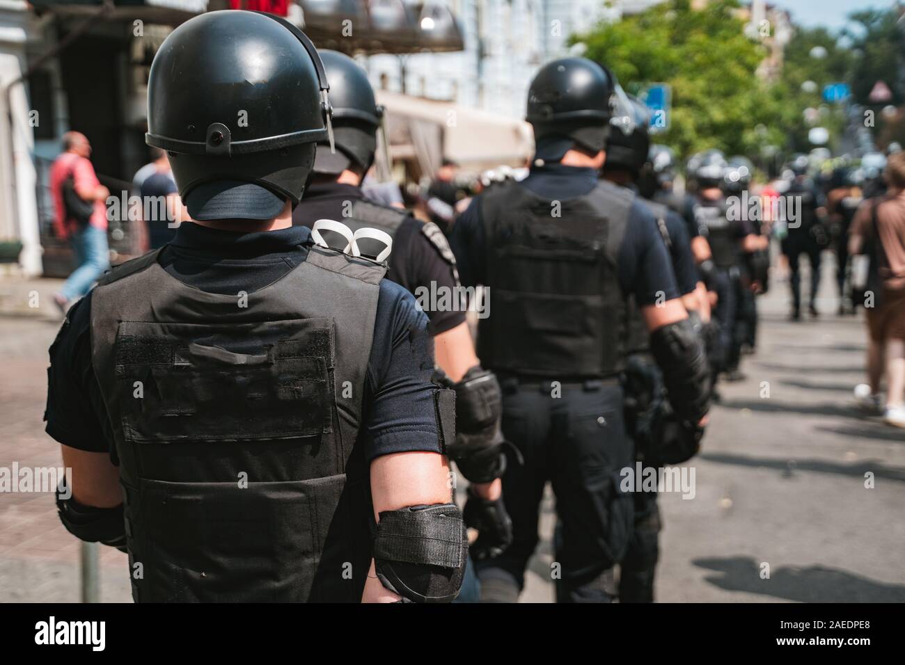 Police force to maintain order in the area during the rally Stock Photo ...