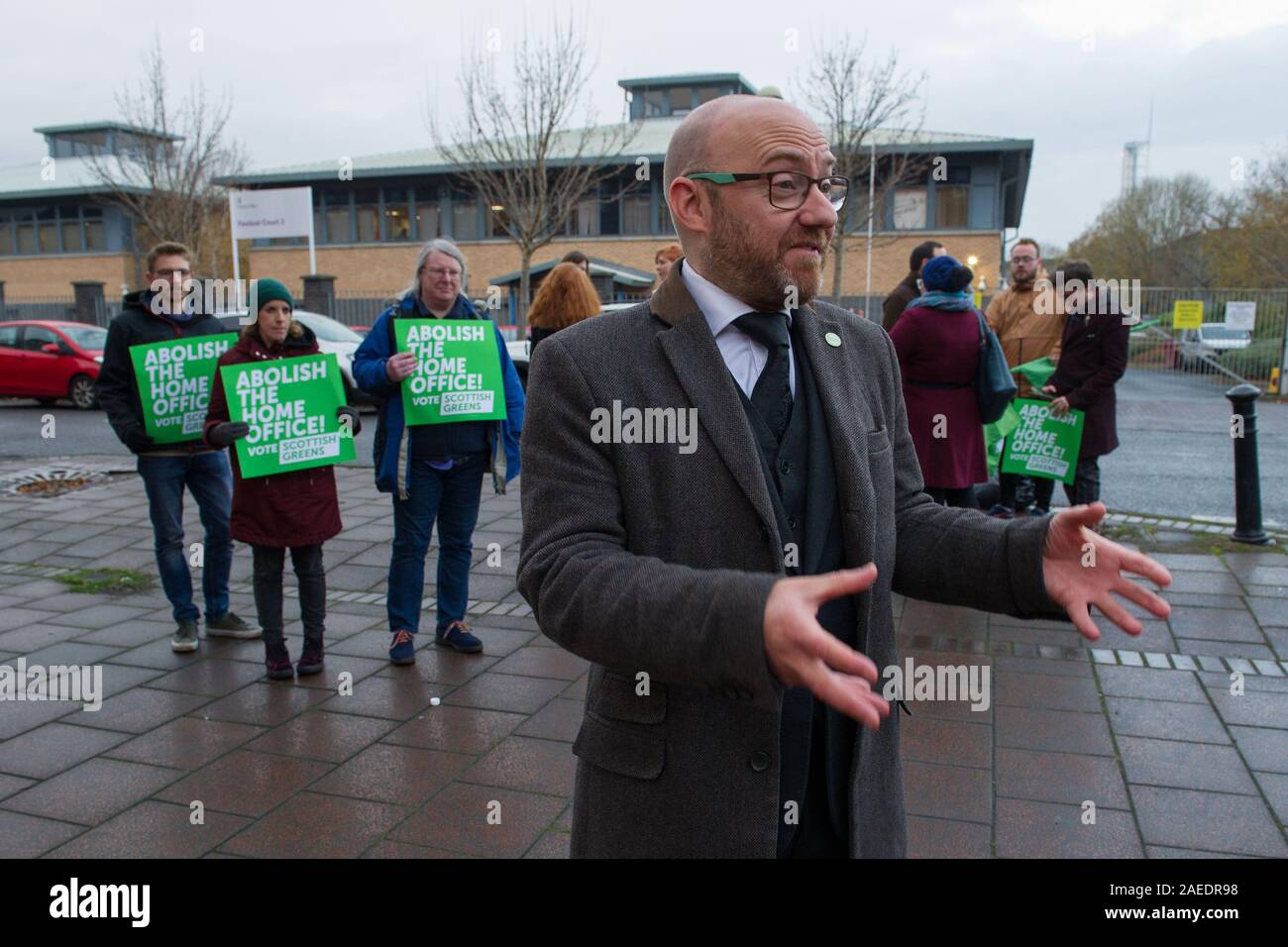 Glasgow, UK. 22 November 2019. Pictured: Patrick Harvie MSP - Co Leader ...