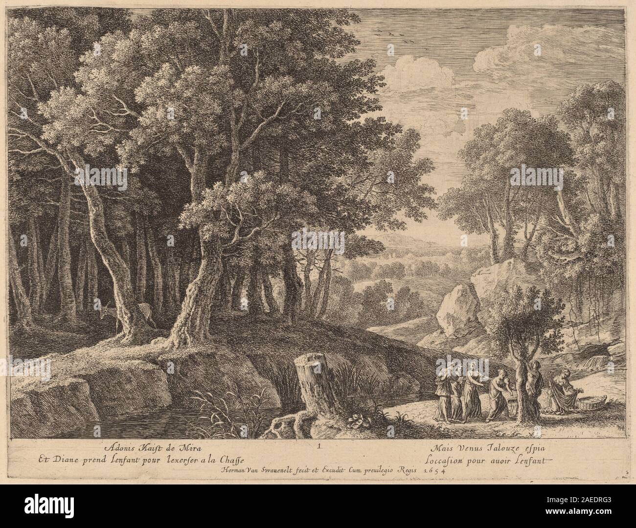 Herman van Swanevelt, Birth of Adonis Birth of Adonis Stock Photo - Alamy