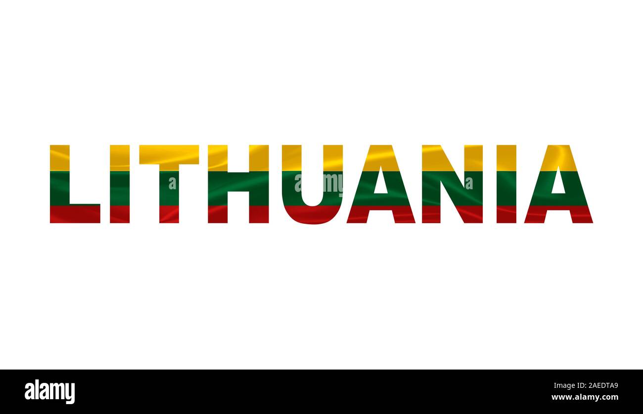 "Lithuania" Lettering Art over the Lithuania Flag Stock Photo - Alamy