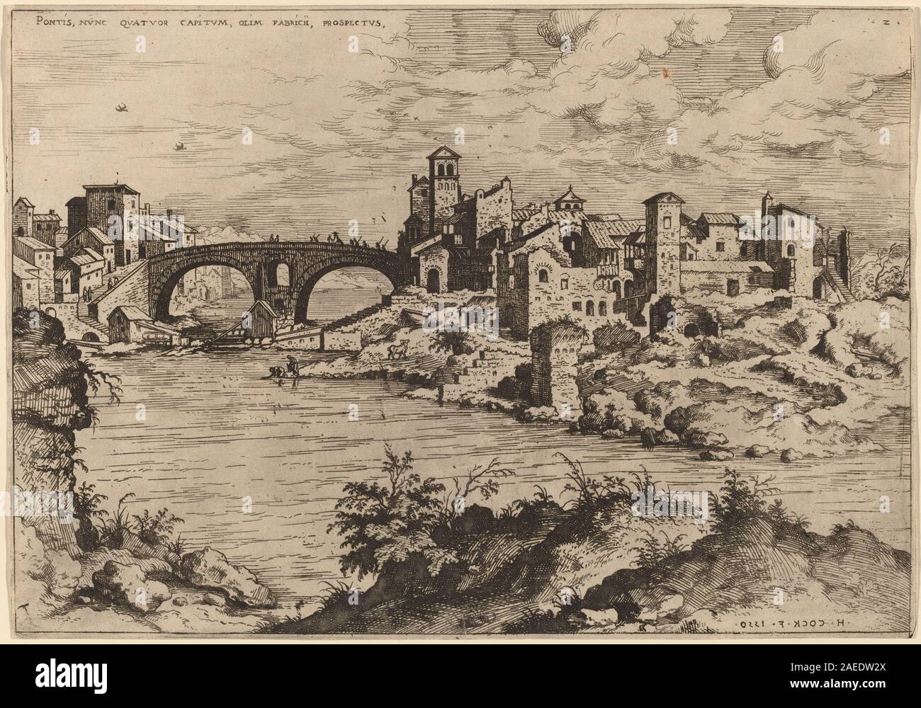 Hieronymus Cock, View of the Ponte Quattro Capi and the Island of the ...