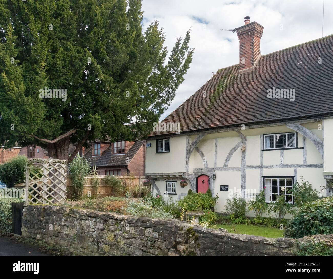 An ancient timber framed cottage and garden in the village of Weavering ...