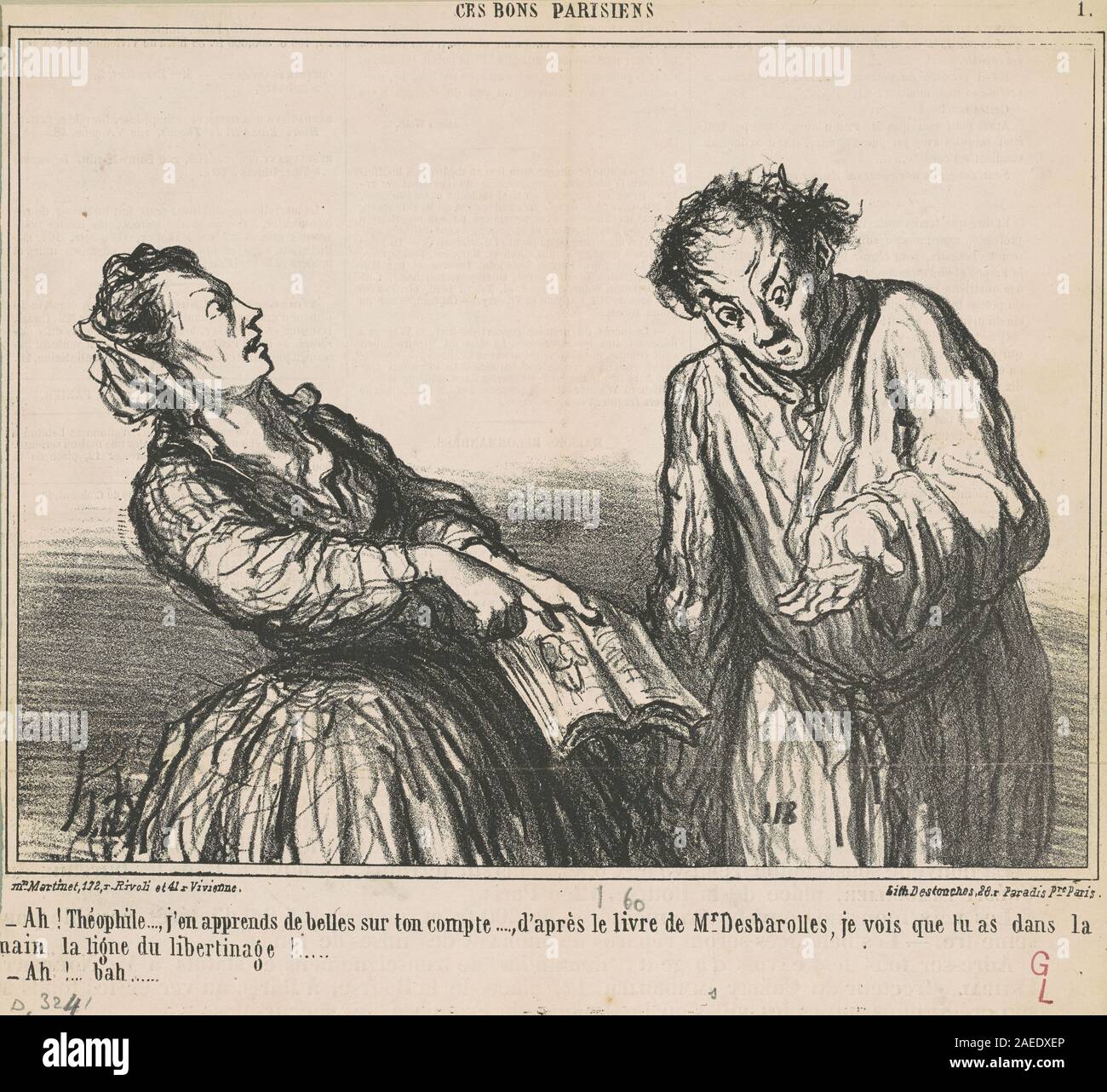 Honoré Daumier, Ah! Théophile j'en apprends de belles , 19th century Ah ...