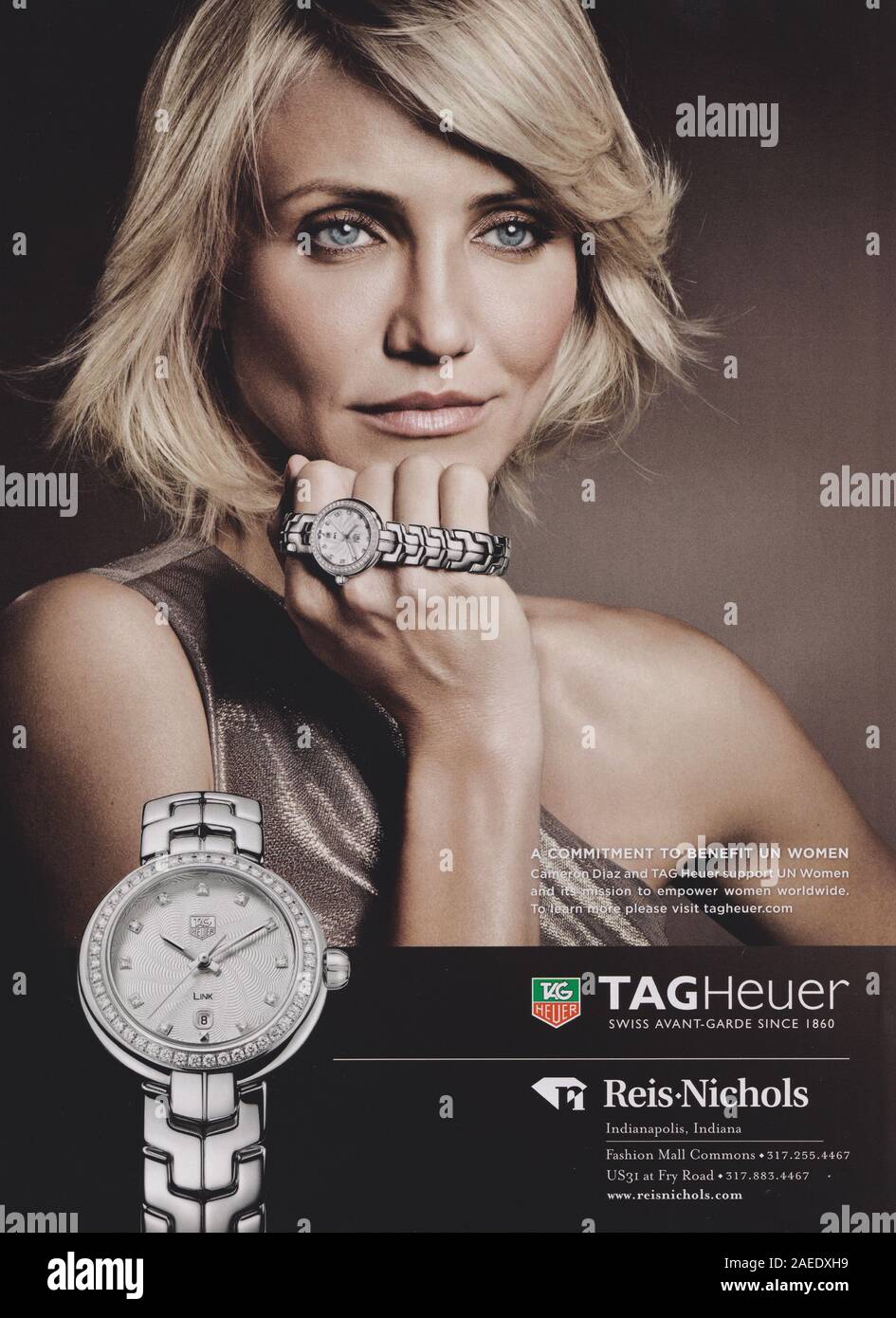 poster advertising TAG-Heuer watch with Cameron Diaz in magazine from ...