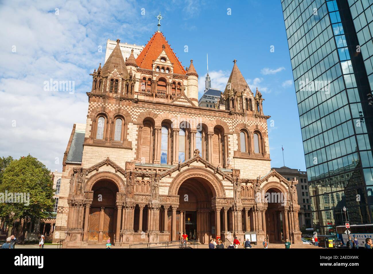 Iconic, historic Trinity Church in Copley Square, Back Bay District ...