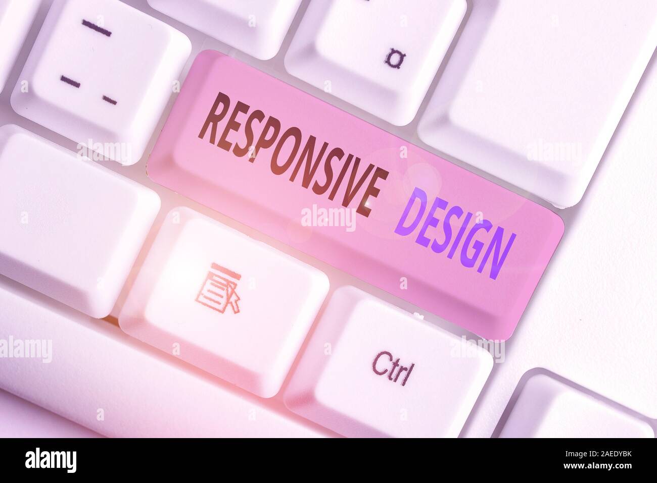 Writing note showing Responsive Design. Business concept for web page creation that makes use of ...