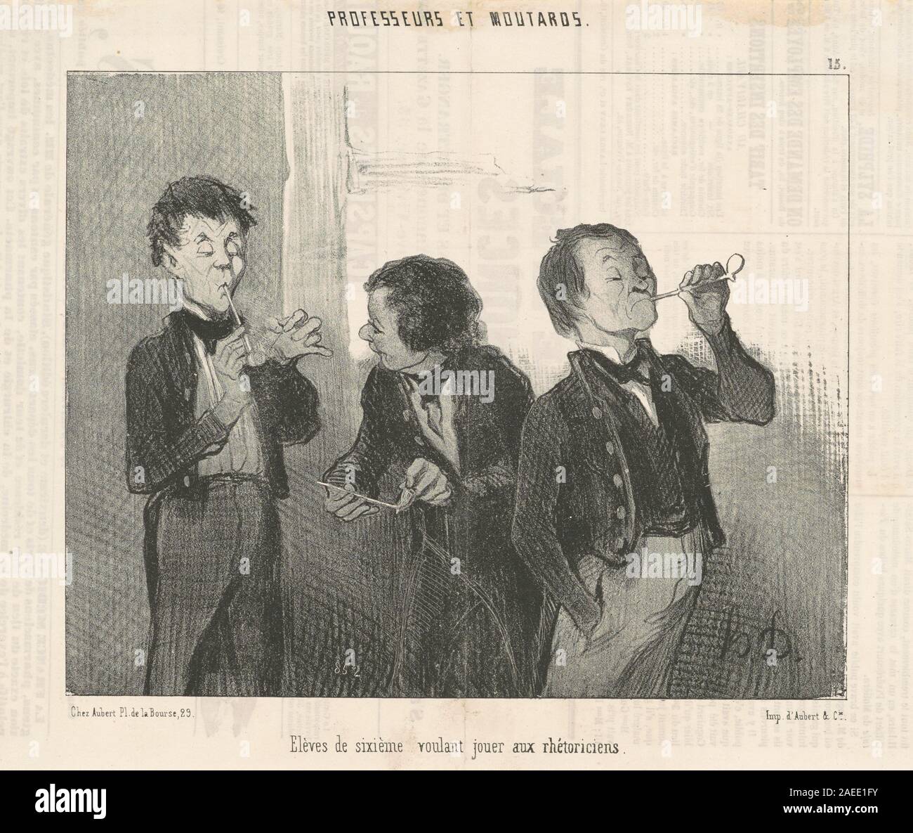 A 19th-century lithograph by Honoré Daumier showing sixth-grade ...