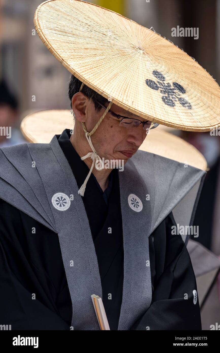 April 15, 2019: Japanese man wearing traditional clothes during annual ...