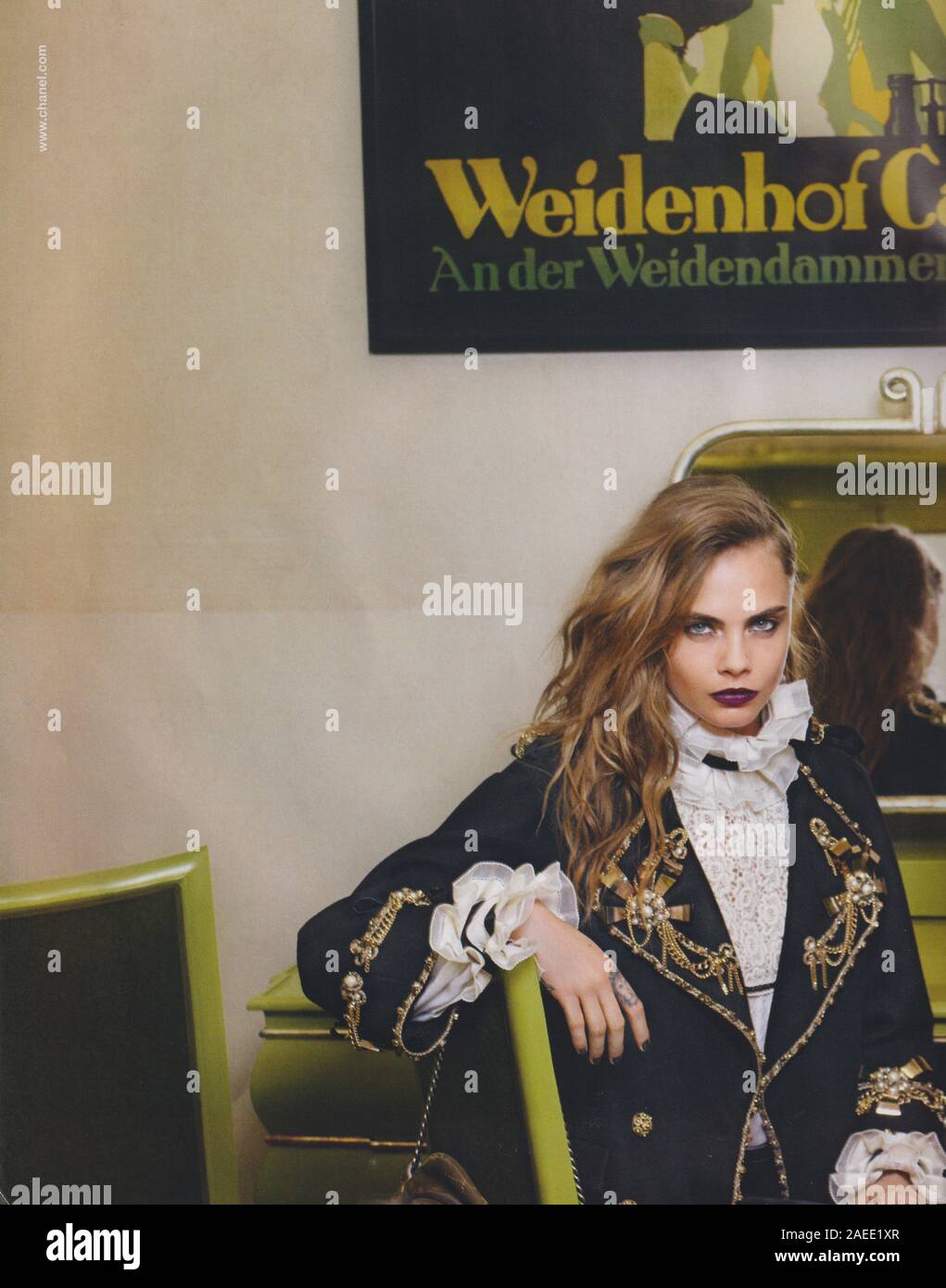 poster advertising CHANEL with Cara Delevingne in paper magazine from ...