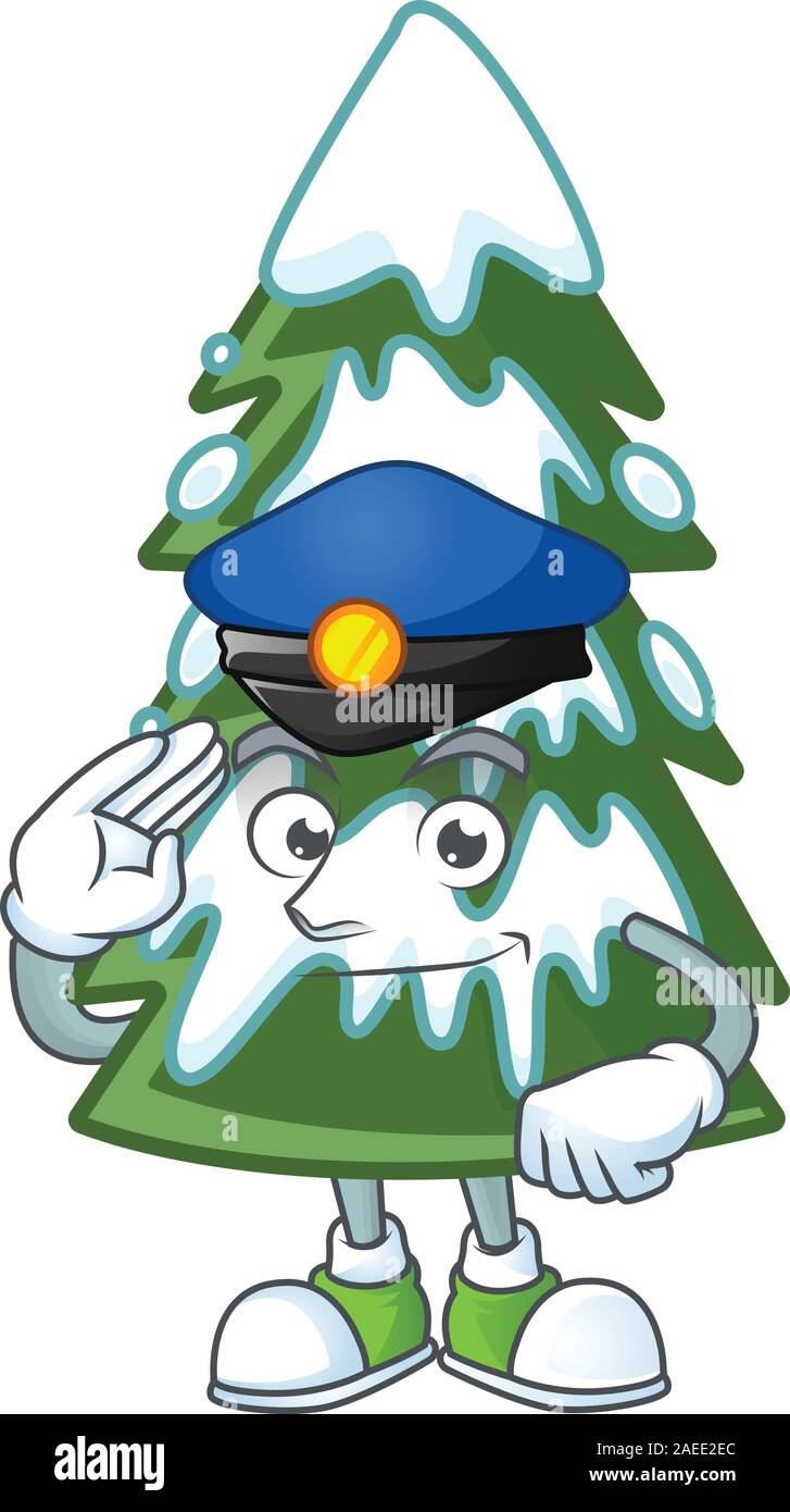 Christmas tree snow Cartoon character dressed as a Police officer Stock ...