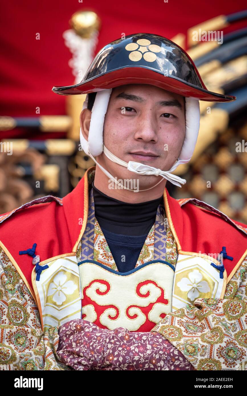 April 15, 2019: Japanese man wearing traditional clothes during annual ...