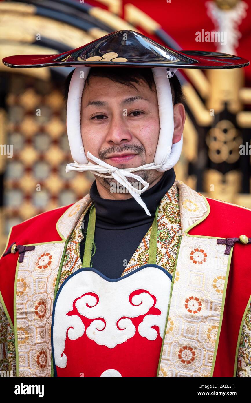 April 15, 2019: Japanese man wearing traditional clothes during annual ...