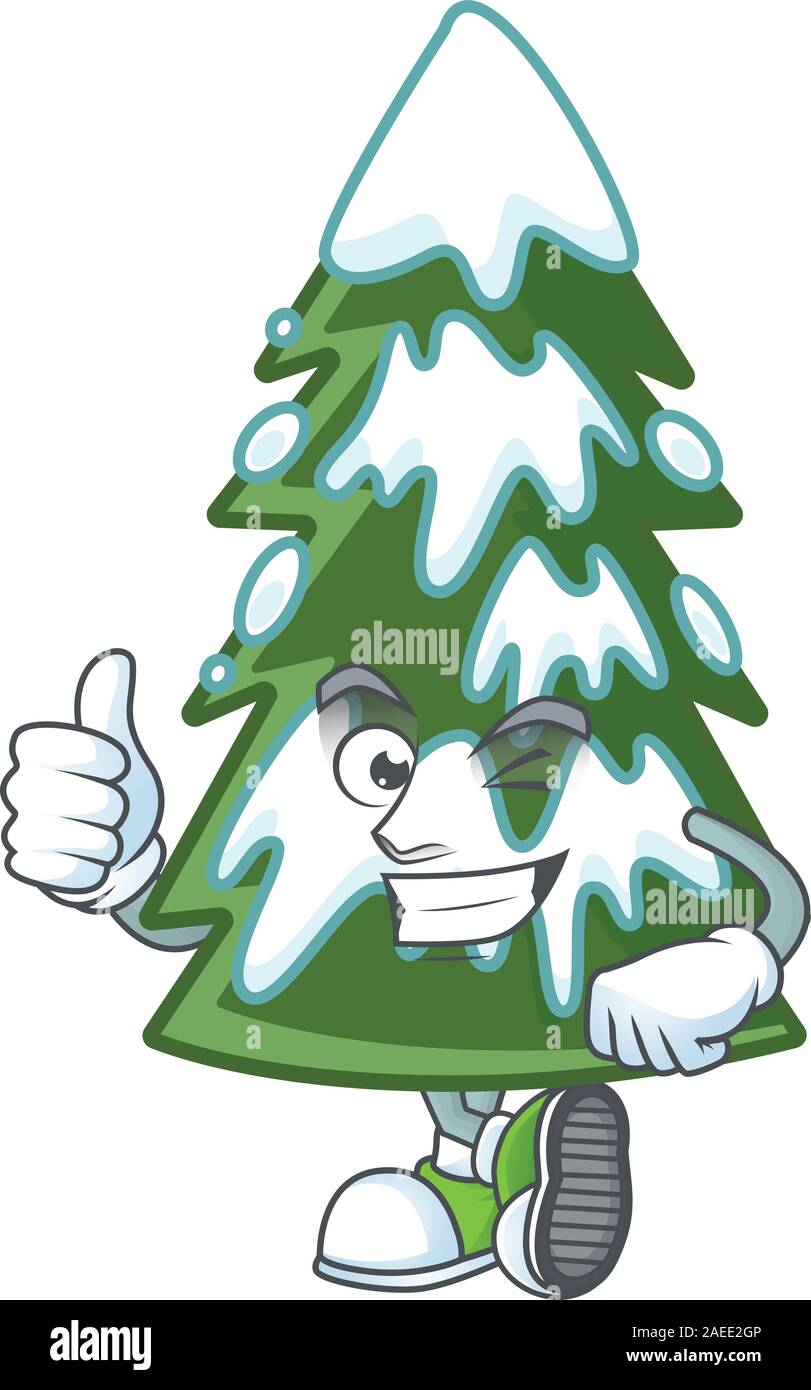 Picture of christmas tree snow making Thumbs up gesture Stock Vector ...