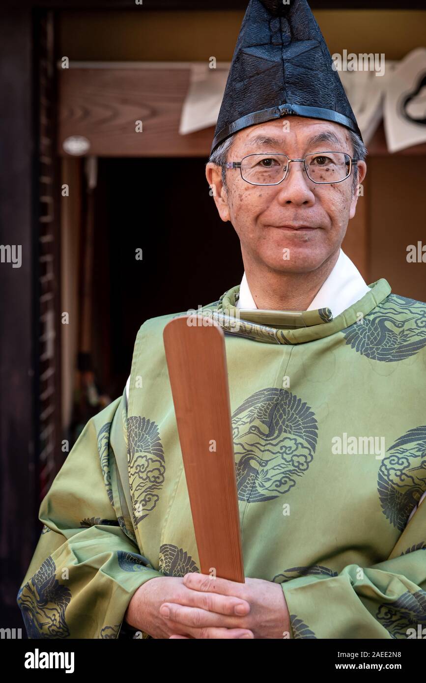 April 15, 2019: Japanese man wearing traditional clothes during annual ...