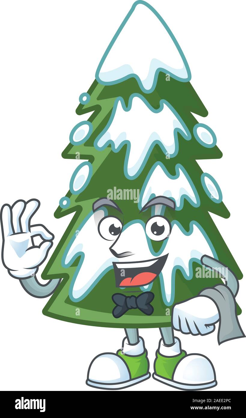 Christmas tree snow Character on A stylized Waiter look Stock Vector ...