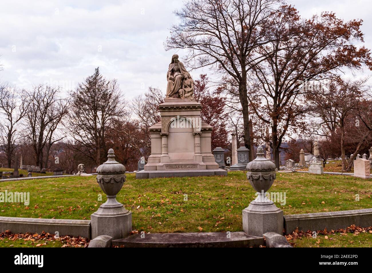 The Allegheny Cemetery on a cloudy winter day, Pittsburgh, Pennsylvania ...