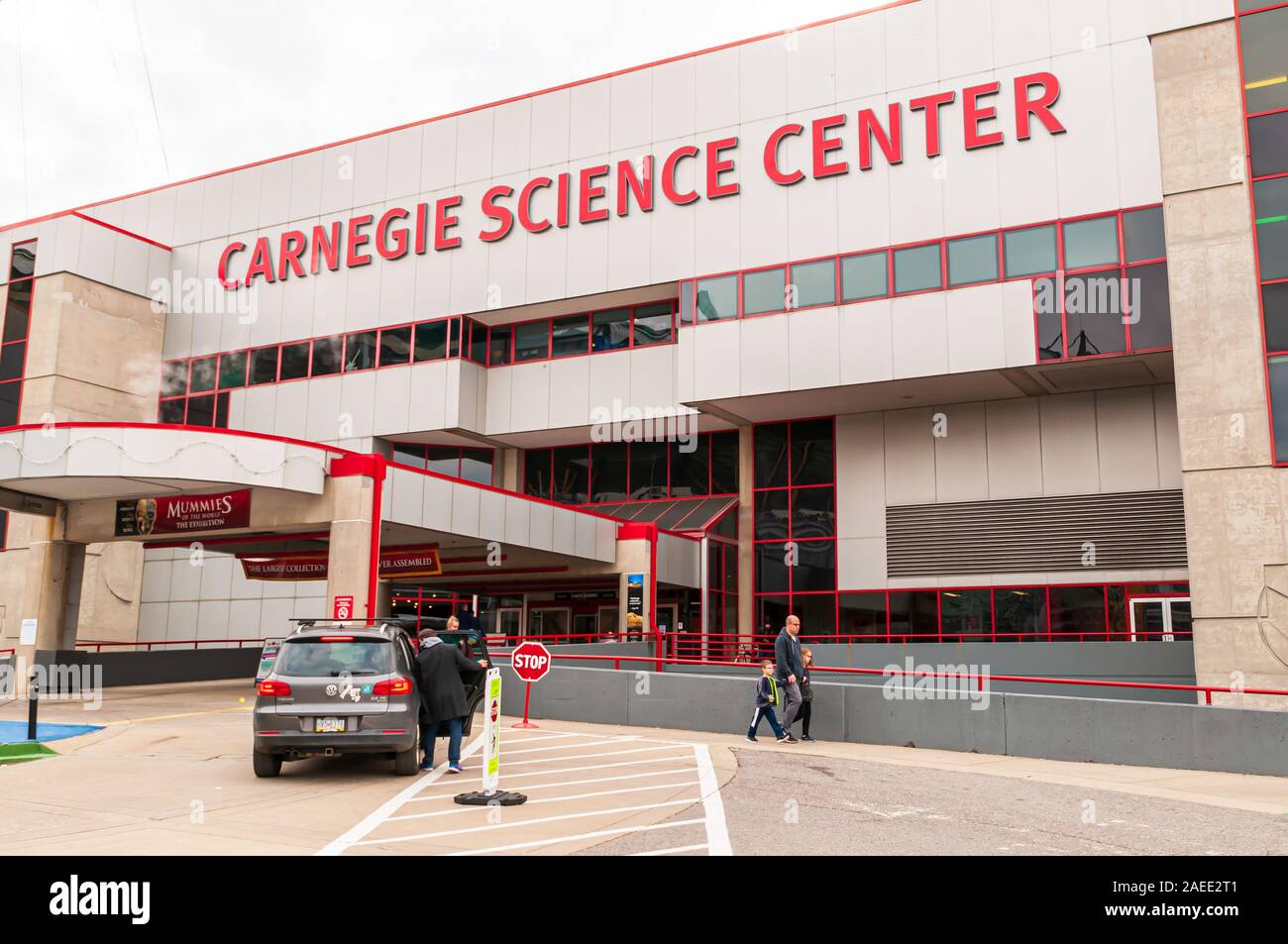 The entrance to the Carnegie Science Center on the north side ...