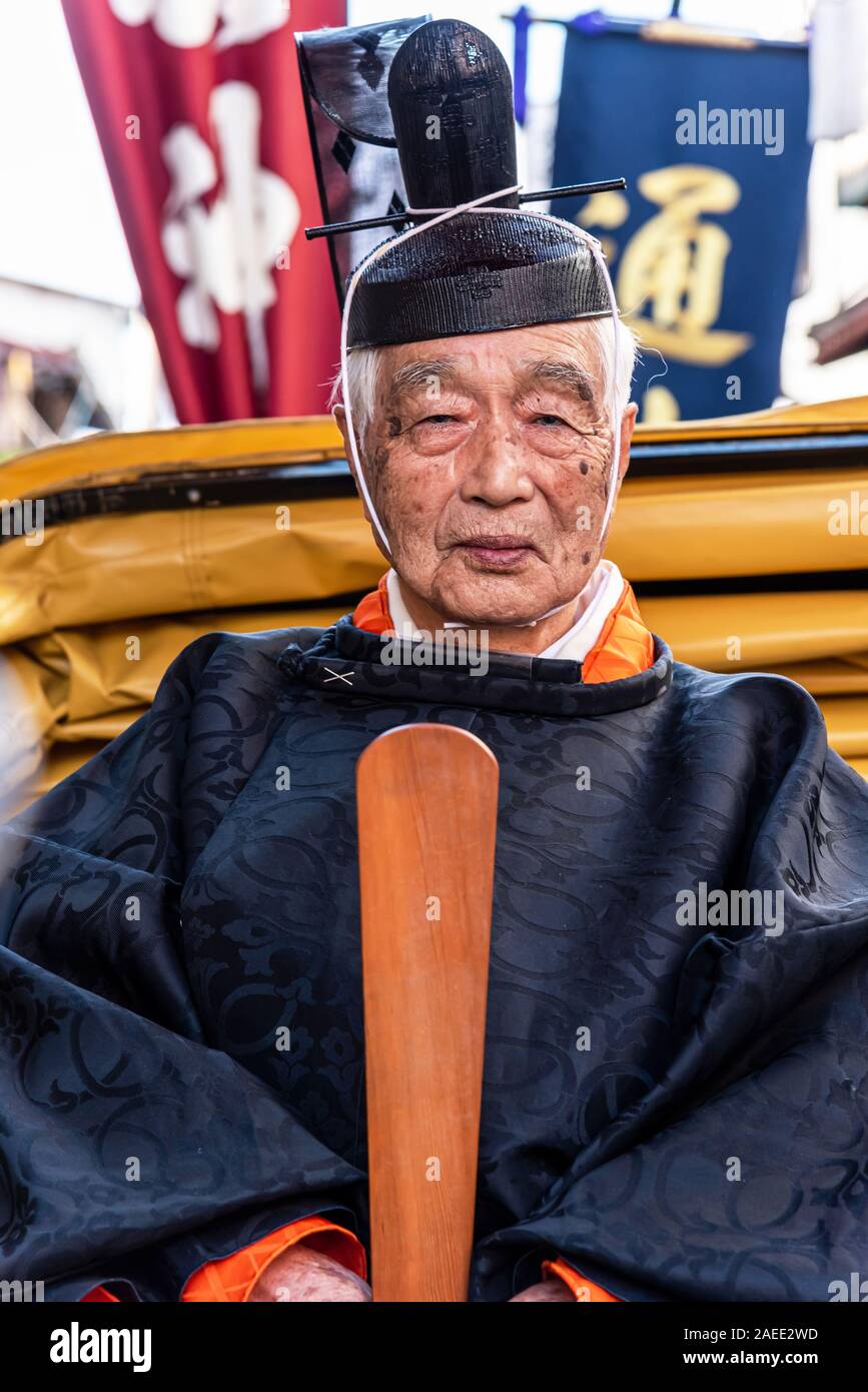April 15, 2019: Japanese man wearing traditional clothes during annual ...