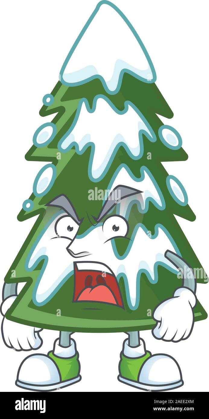 Mascot of angry christmas tree snow cartoon character design Stock ...