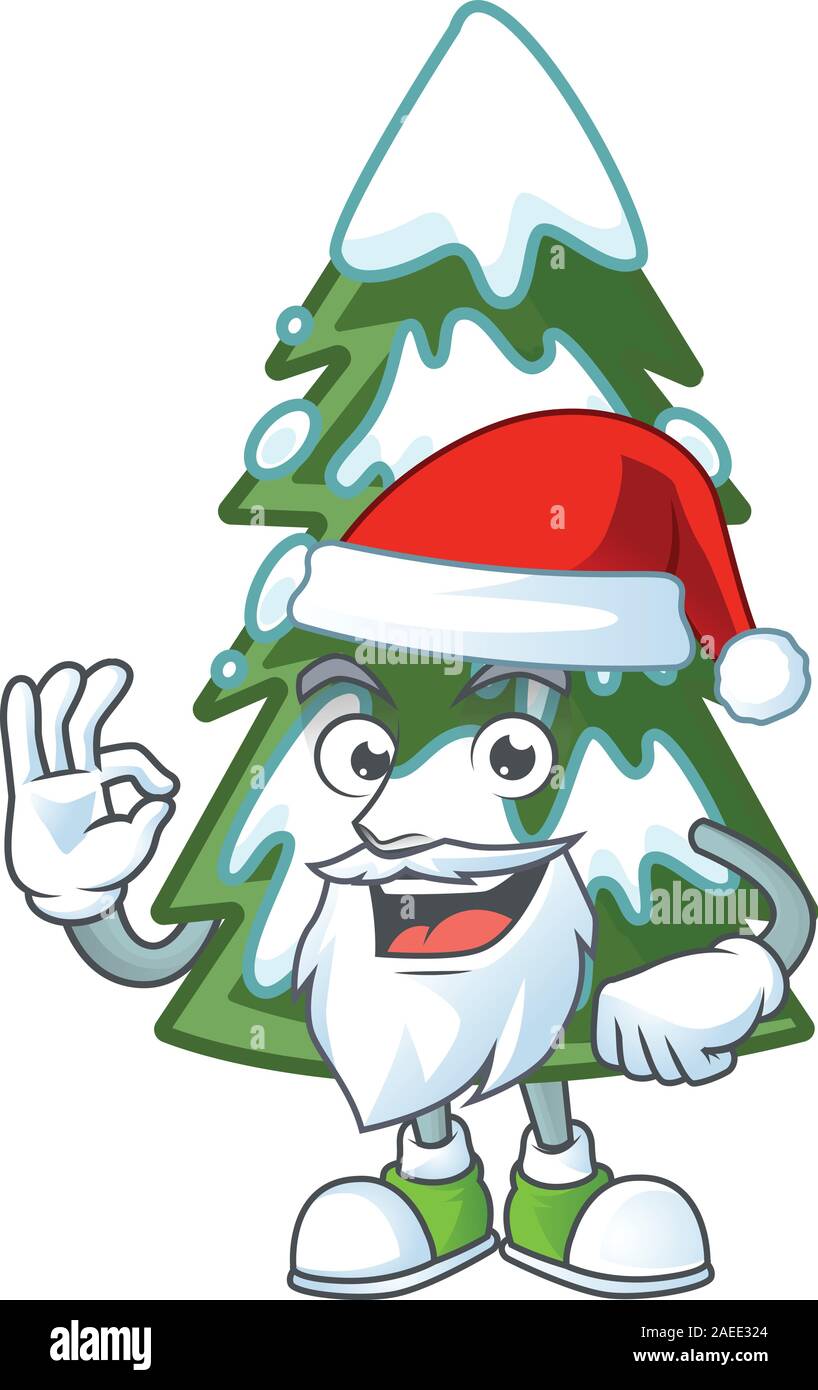 Christmas tree snow in Santa cartoon character design Stock Vector ...