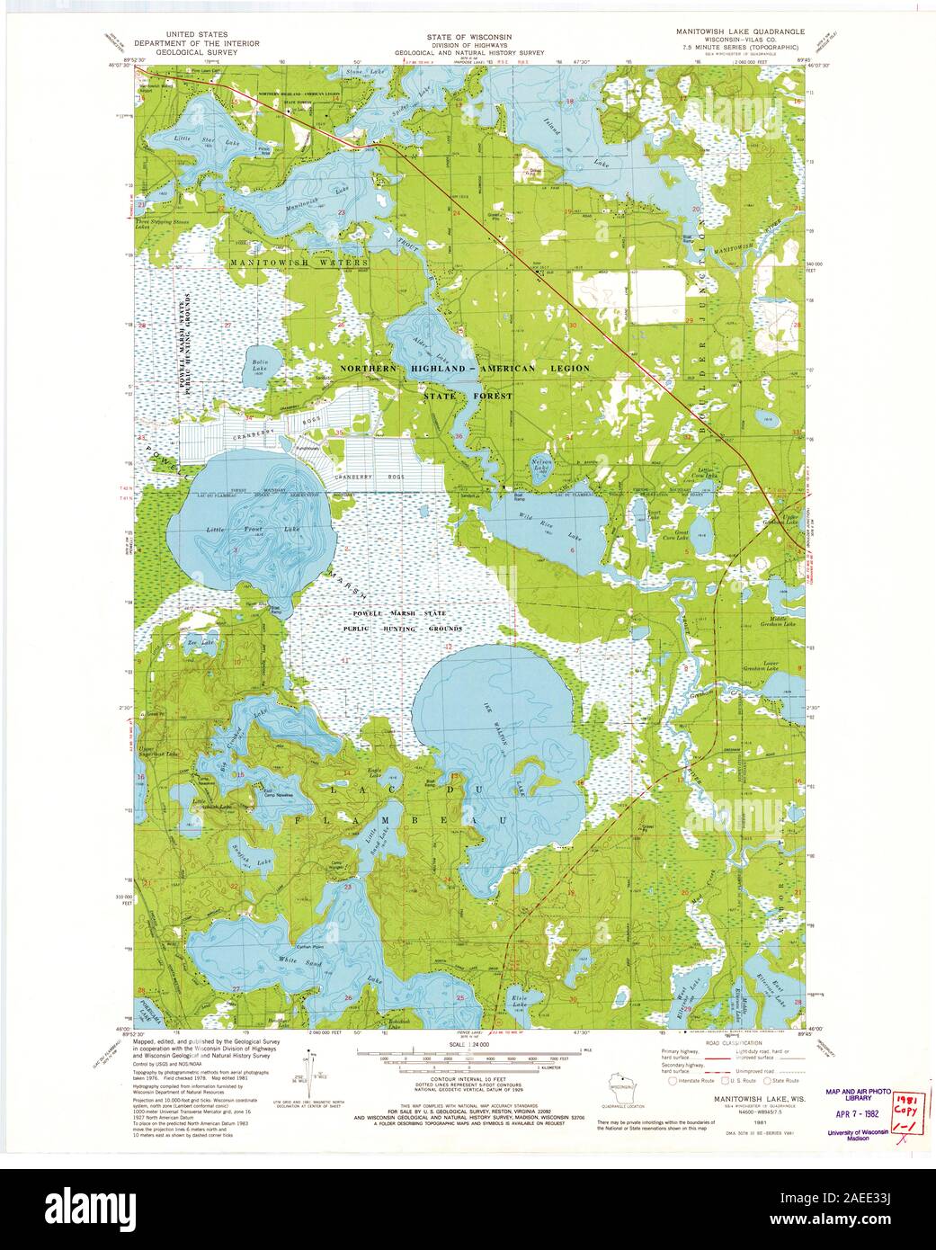 Map of manitowish hi-res stock photography and images - Alamy