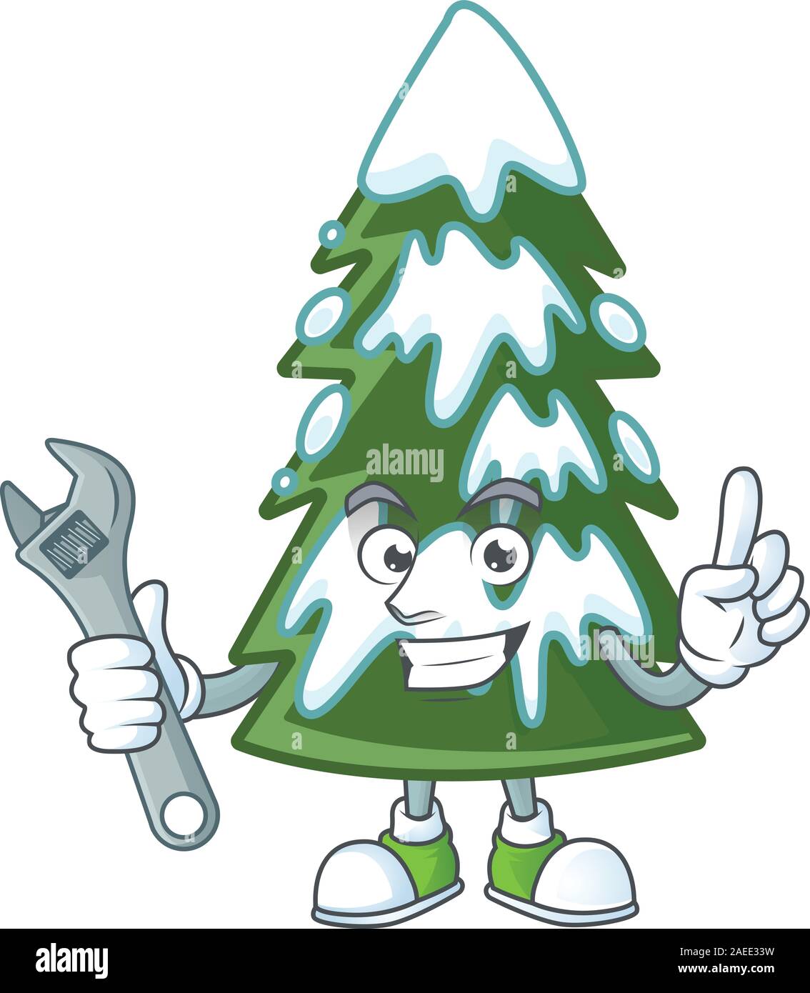 Professional Mechanic christmas tree snow mascot cartoon character ...