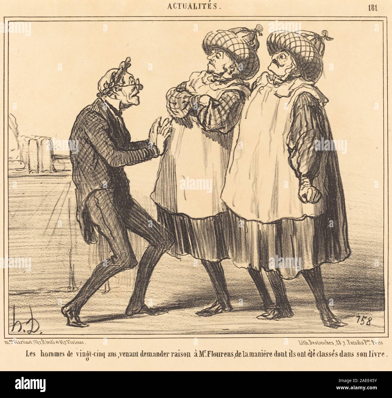 Honoré Daumier's 1855 lithograph 'Les Hommes de vingt-cinq ans' depicts ...