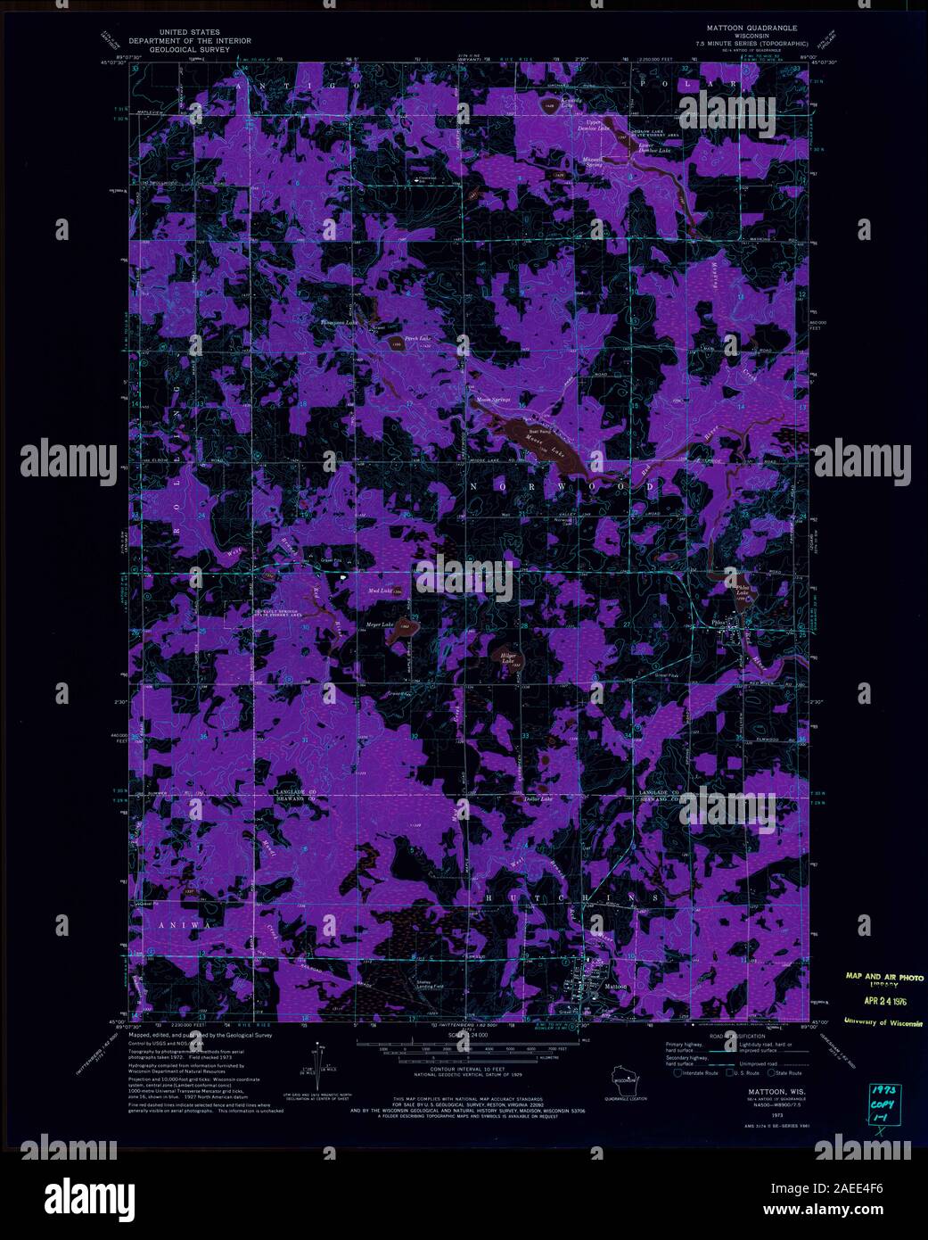 WI Mattoon 500864 1973 24000 Inverted Restoration Stock Photo - Alamy