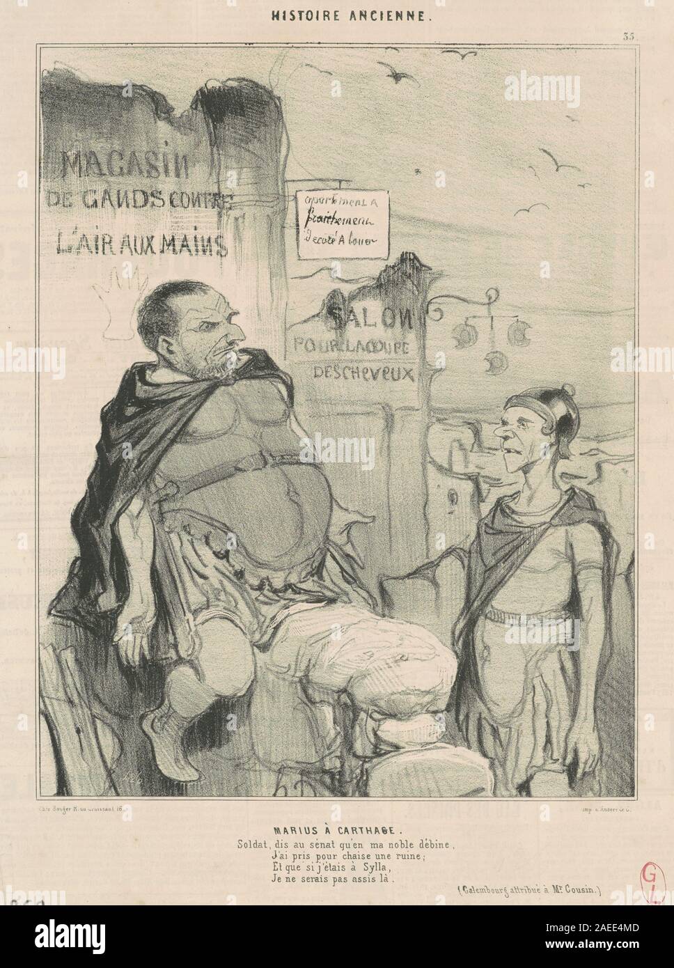 Honoré Daumier, Marius à Carthage, 19th century Marius à Carthage; 19th ...