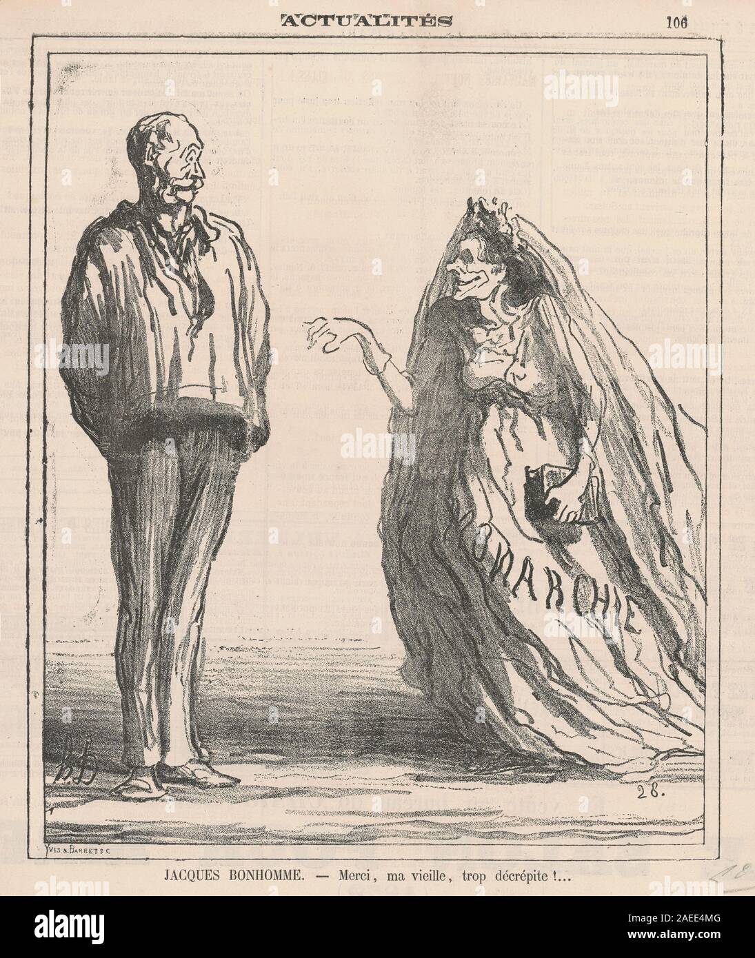 A 19th-century artwork by Honoré Daumier titled 'Thank you, my old one ...