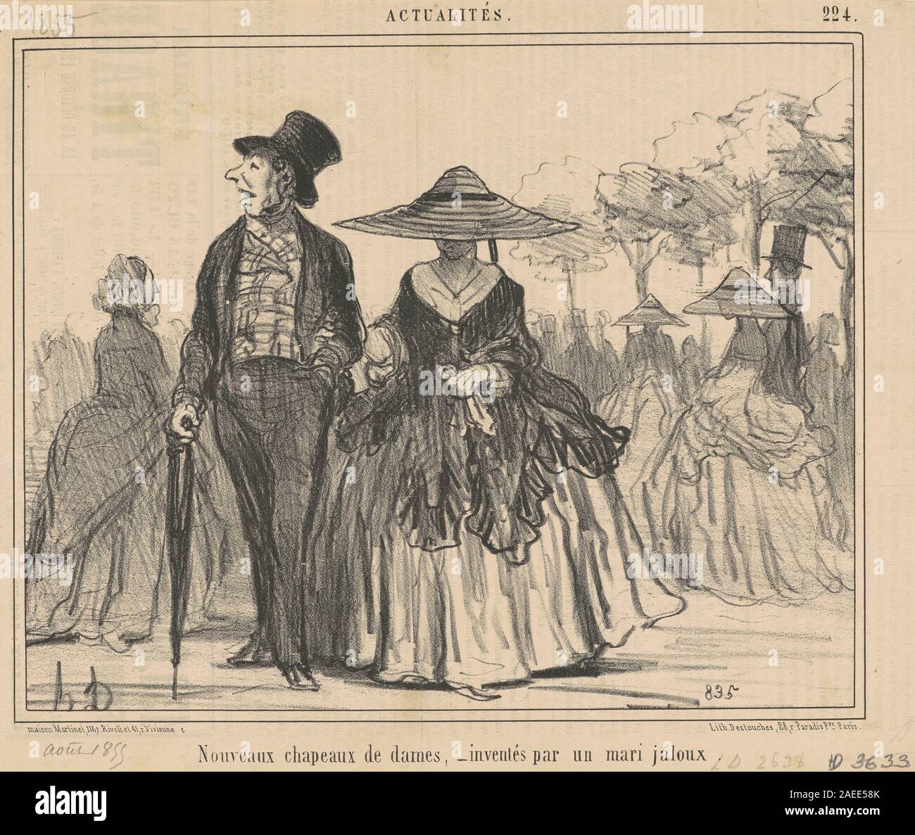 Nouveaux chapeaux de dames, created by Honoré Daumier in the 19th ...