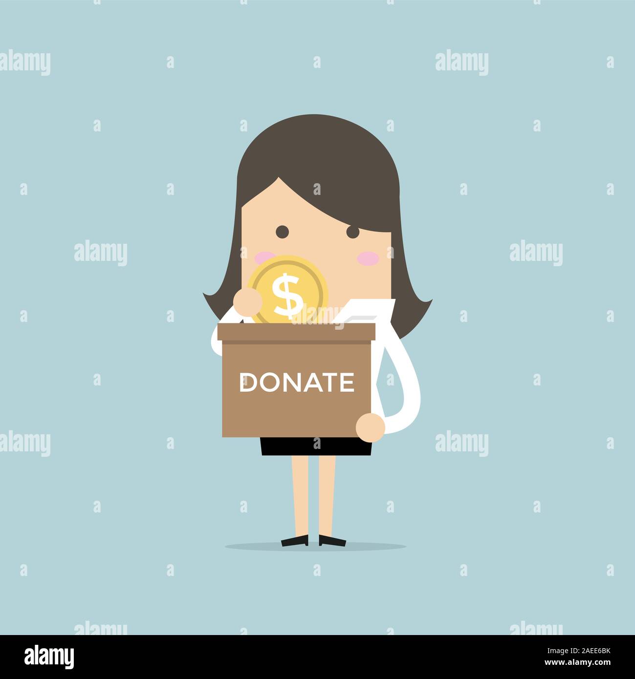 Putting coin in money box Stock Vector Images - Alamy
