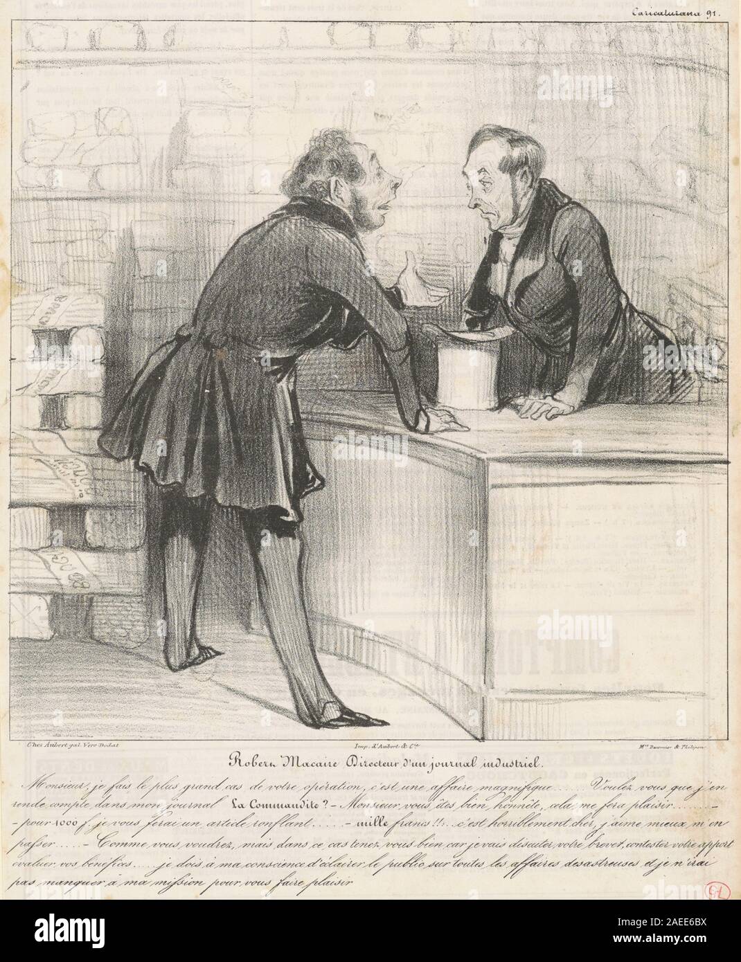 A 19th-century lithograph by Honoré Daumier titled 'Robert Macaire ...