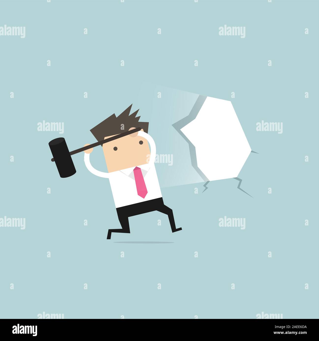 Cartoon break through wall hi-res stock photography and images - Alamy