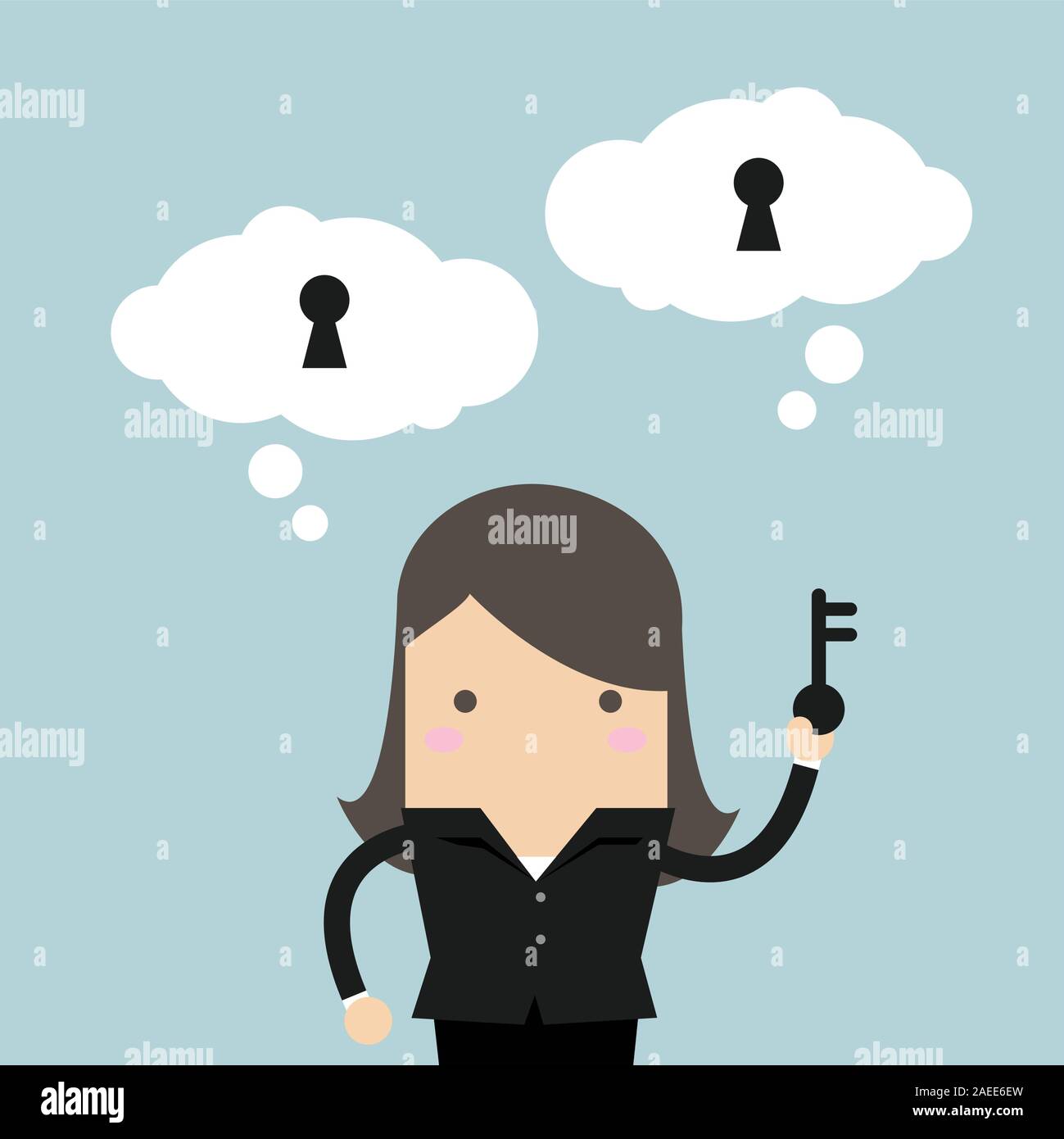 Businesswoman holding key for unlock the idea Stock Vector Image & Art ...