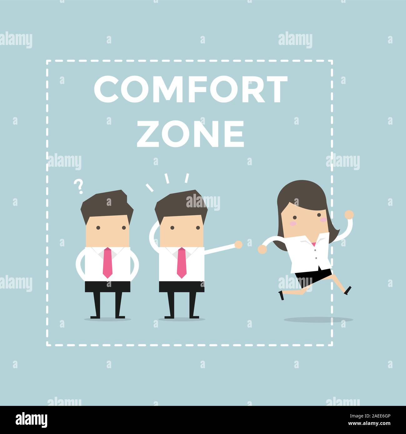Businesswoman exit from comfort zone. vector Stock Vector Image & Art ...