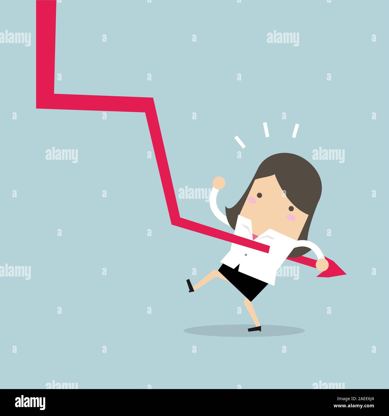 Down graph fall to Businesswoman Stock Vector Image & Art - Alamy
