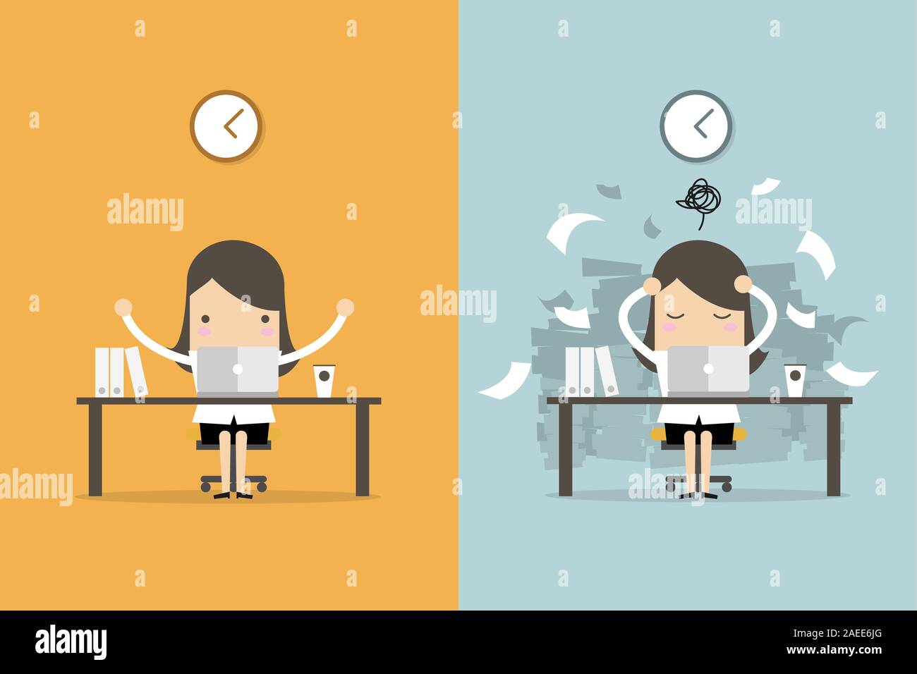 Woman working hard lazy Stock Vector Images - Alamy