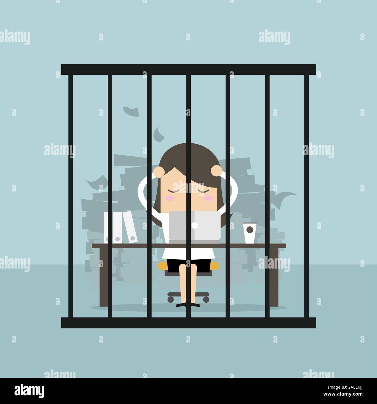 Stuck in office Stock Vector Images - Alamy