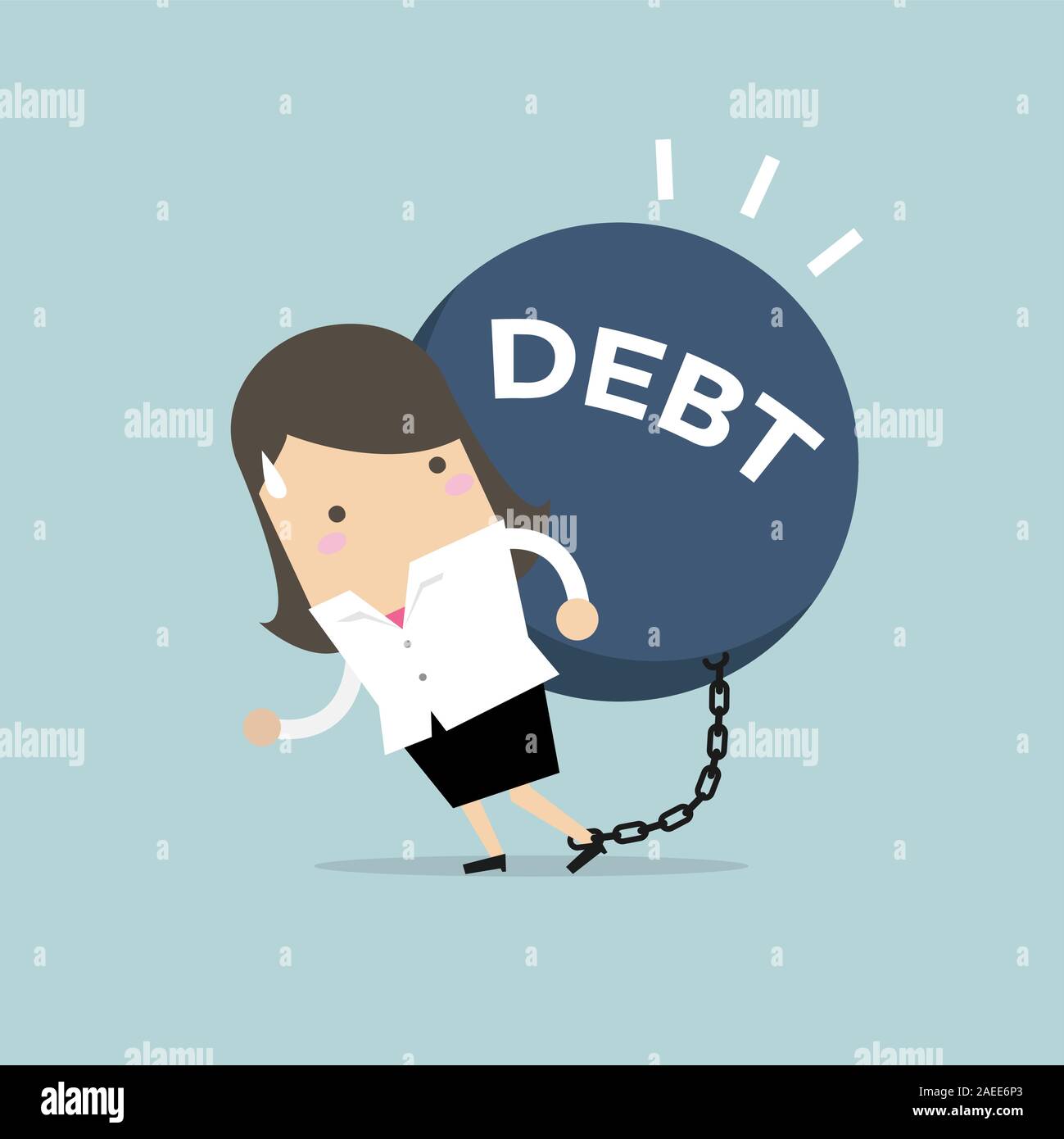Businesswoman carry debt. Financial concept vector Stock Vector Image ...
