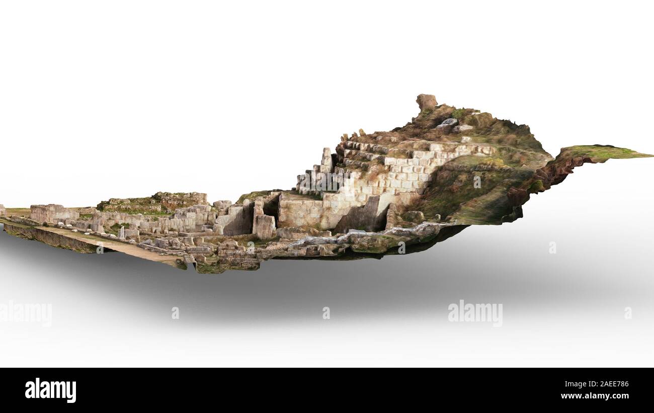 3D historical ancient mountain illustration on solid background 3d ...