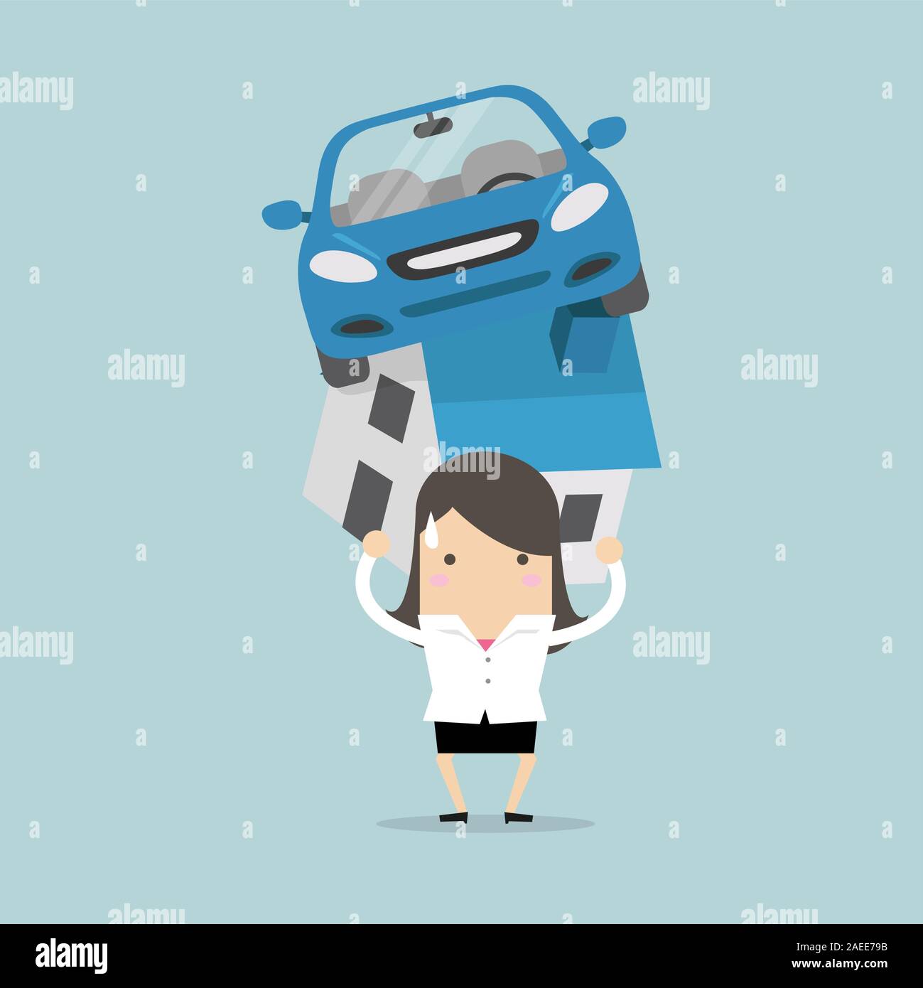 Woman carrying too heavy load Stock Vector Images - Alamy