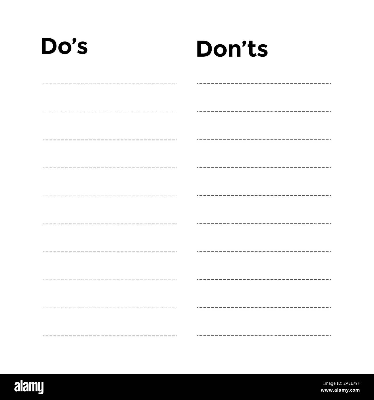 Do's and Don'ts List on Paper Stock Vector Image & Art - Alamy