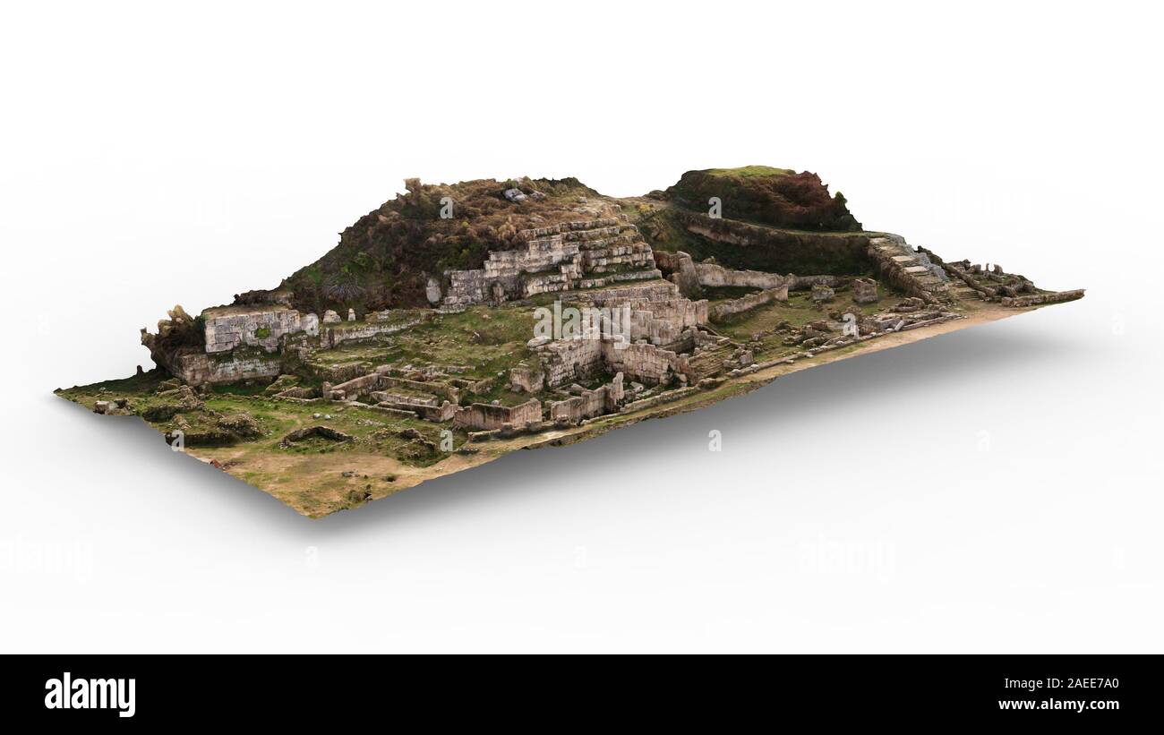 3D historical ancient mountain illustration on solid background 3d ...