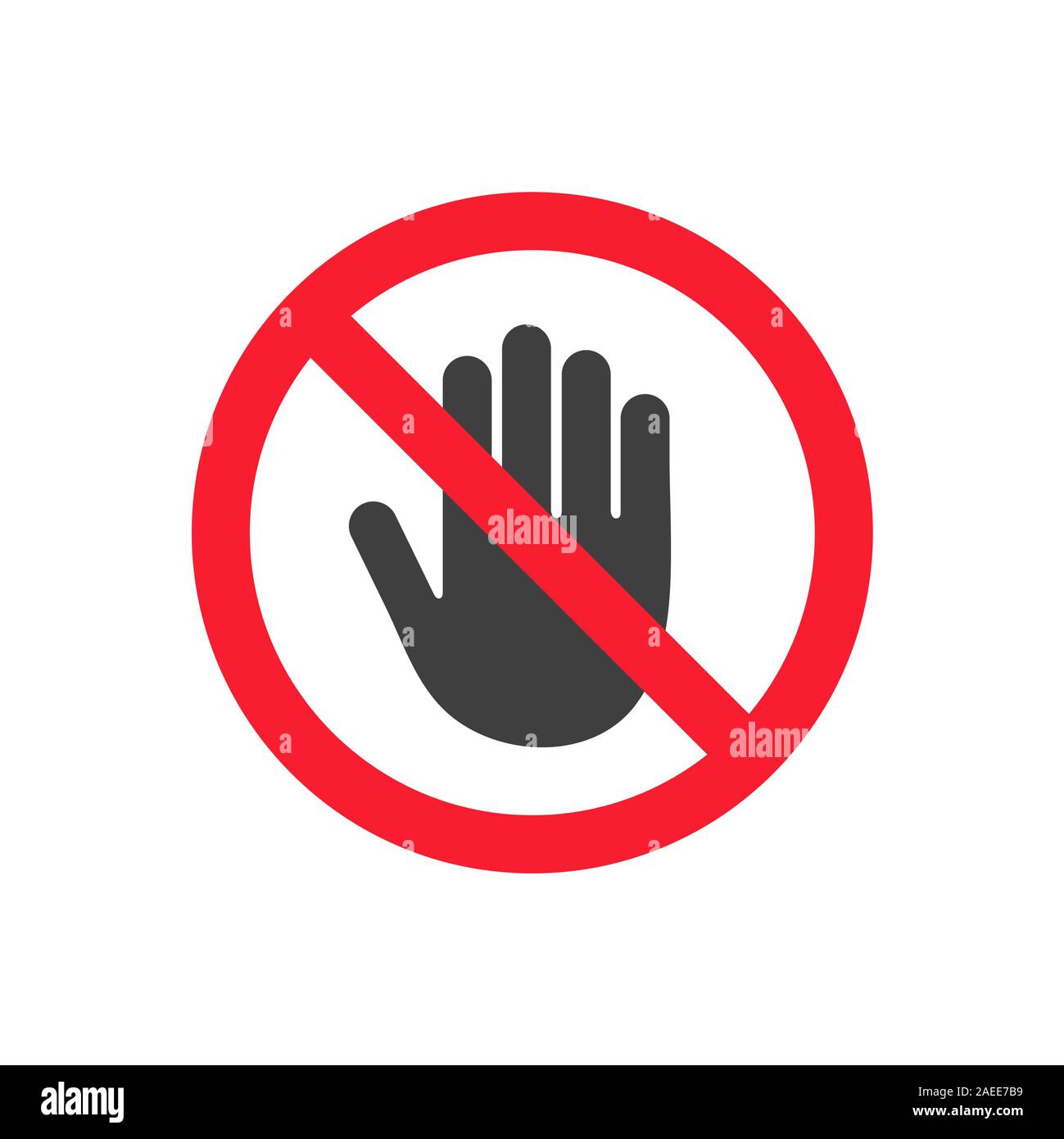 No entry prohibition. Do not touch. Forbidden sign with stop hand glyph ...