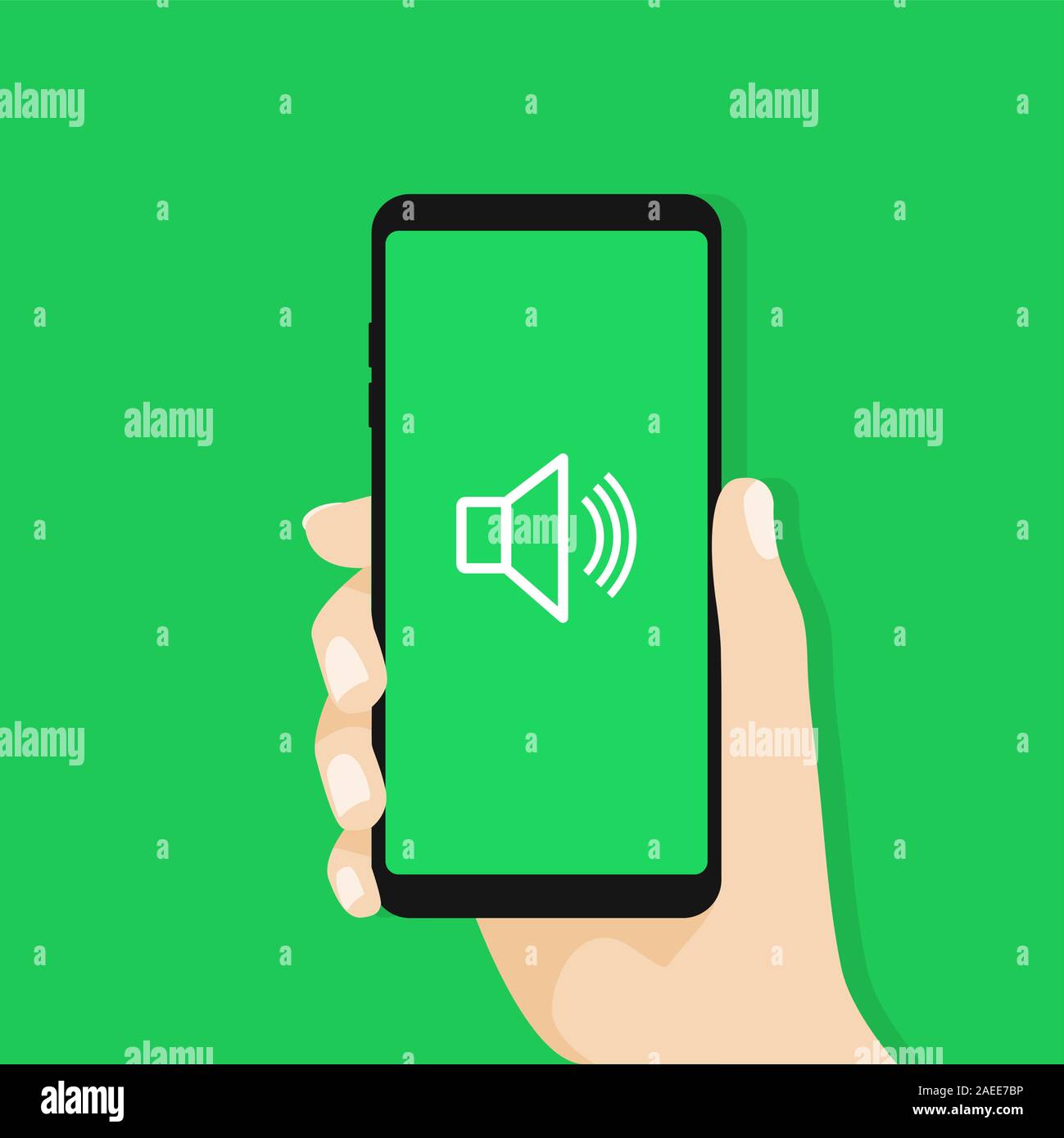 Hand holding smartphone sound volume on Stock Vector Image & Art - Alamy